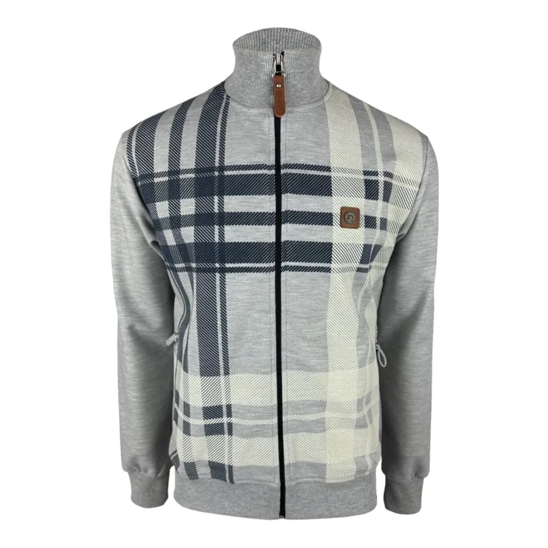 Trojan TR8802 Oversized Check Track Jacket Grey