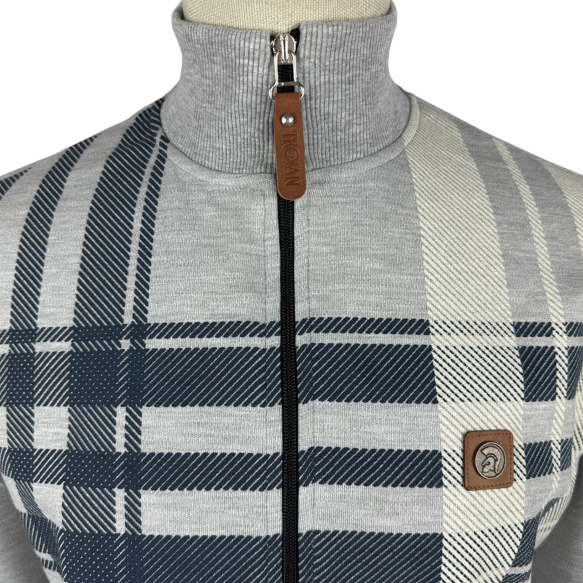 Trojan TR8802 Oversized Check Track Jacket Grey