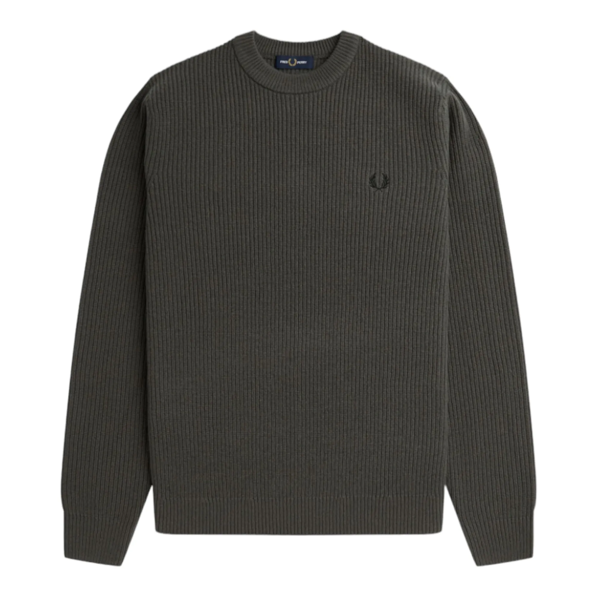 Fred Perry K6539-638 Mens Textured Lambswool Jumper Field Green Fred Perry K6539-638 Mens Textured Lambswool Jumper Field Green